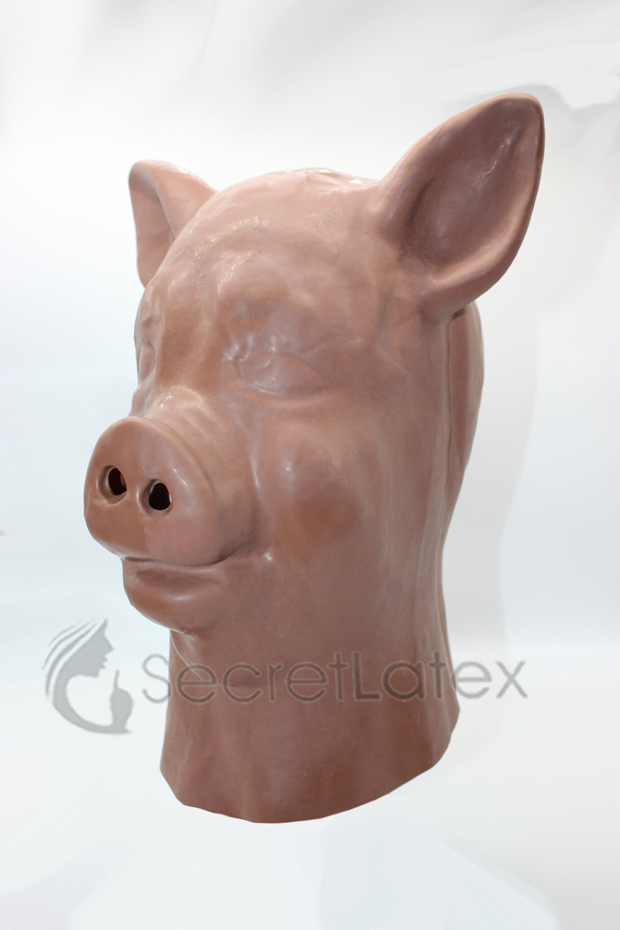 Brown Latex Pig Hood Rubber Fetish Full Head Bondage Mask - Etsy