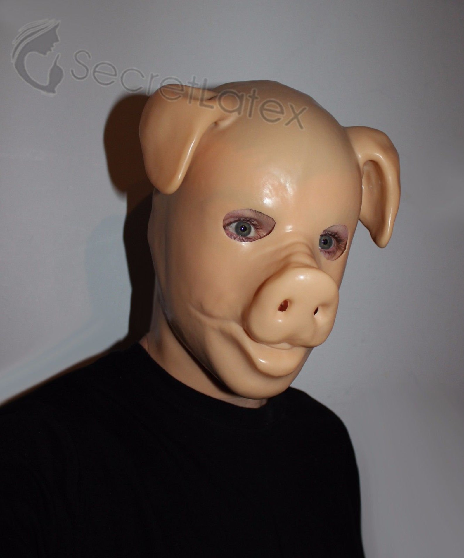 Nude Latex Pig Hood Rubber Fetish Full Head Bondage Mask | Etsy
