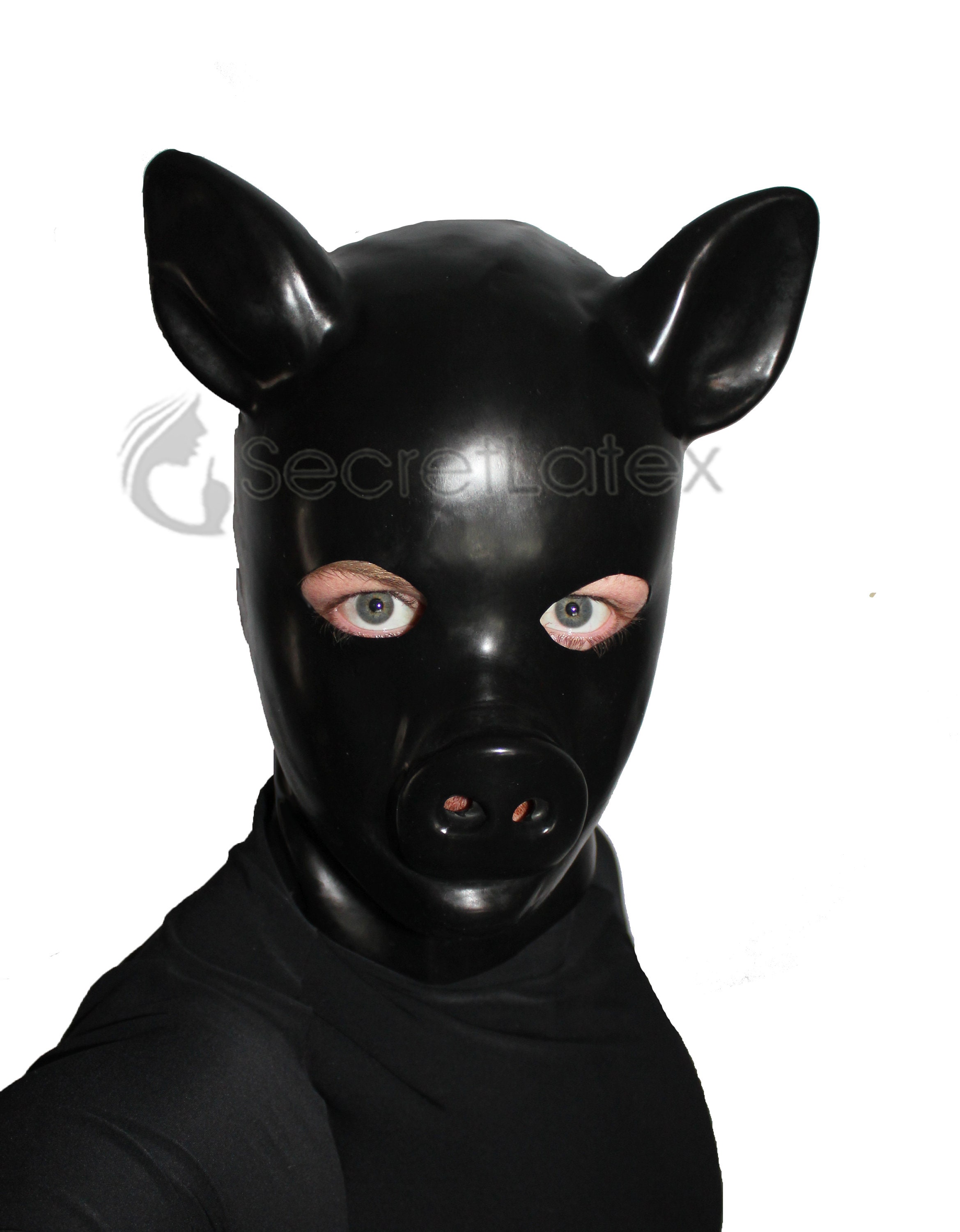 Black Latex Pig Hood Rubber Fetish Full Head Bondage Mask - Etsy UK