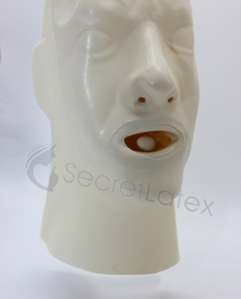 White Latex Hood Mouth Gag Sheath Nose Tubes Gimp Mask - Etsy