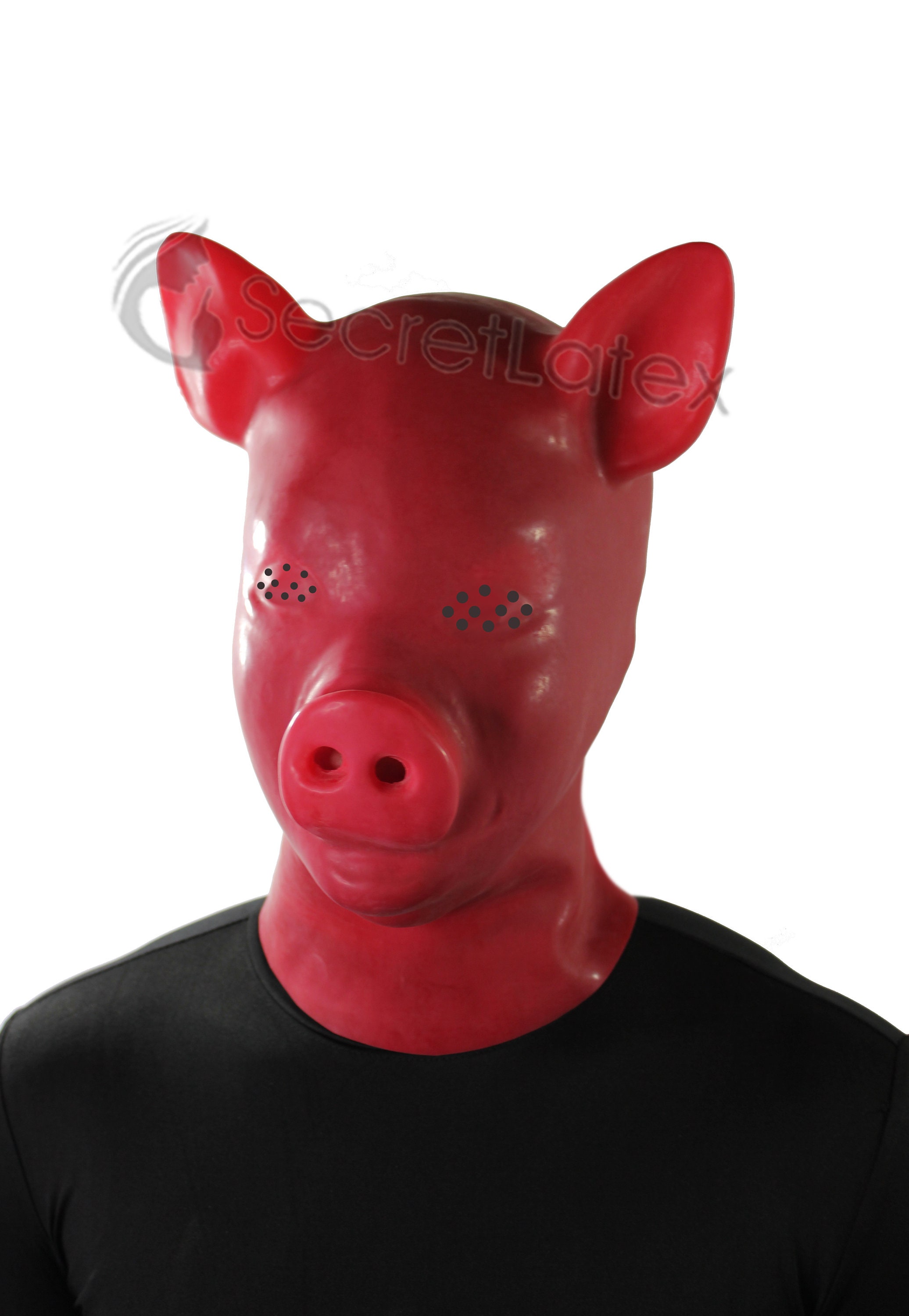 Red Latex Pig Hood Rubber Fetish Full Head Bondage Mask Zipper | Etsy