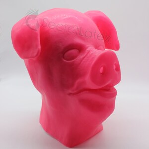 Pink Latex Pig Hood Rubber Fetish Full Head Bondage Animal Mask Zipper ...