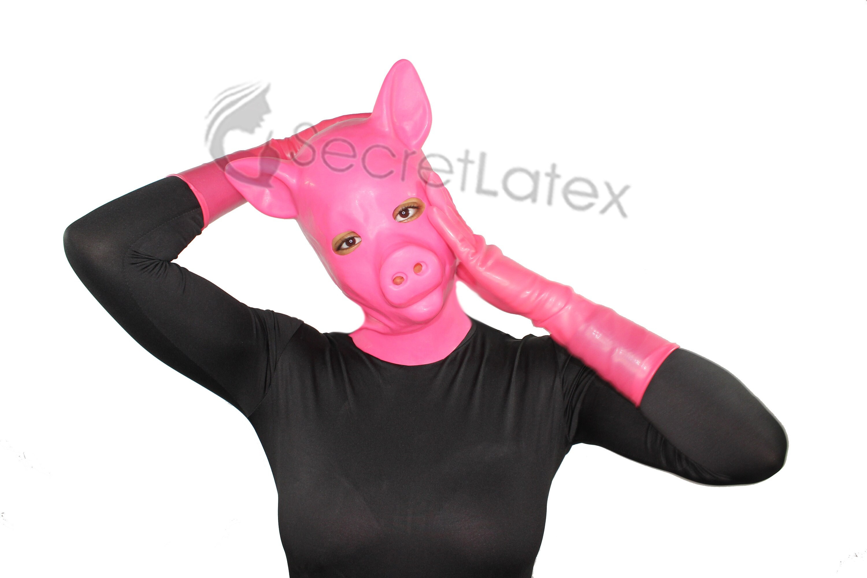 Pink Latex Pig Hood Rubber Fetish Full Head Bondage Mask - Etsy