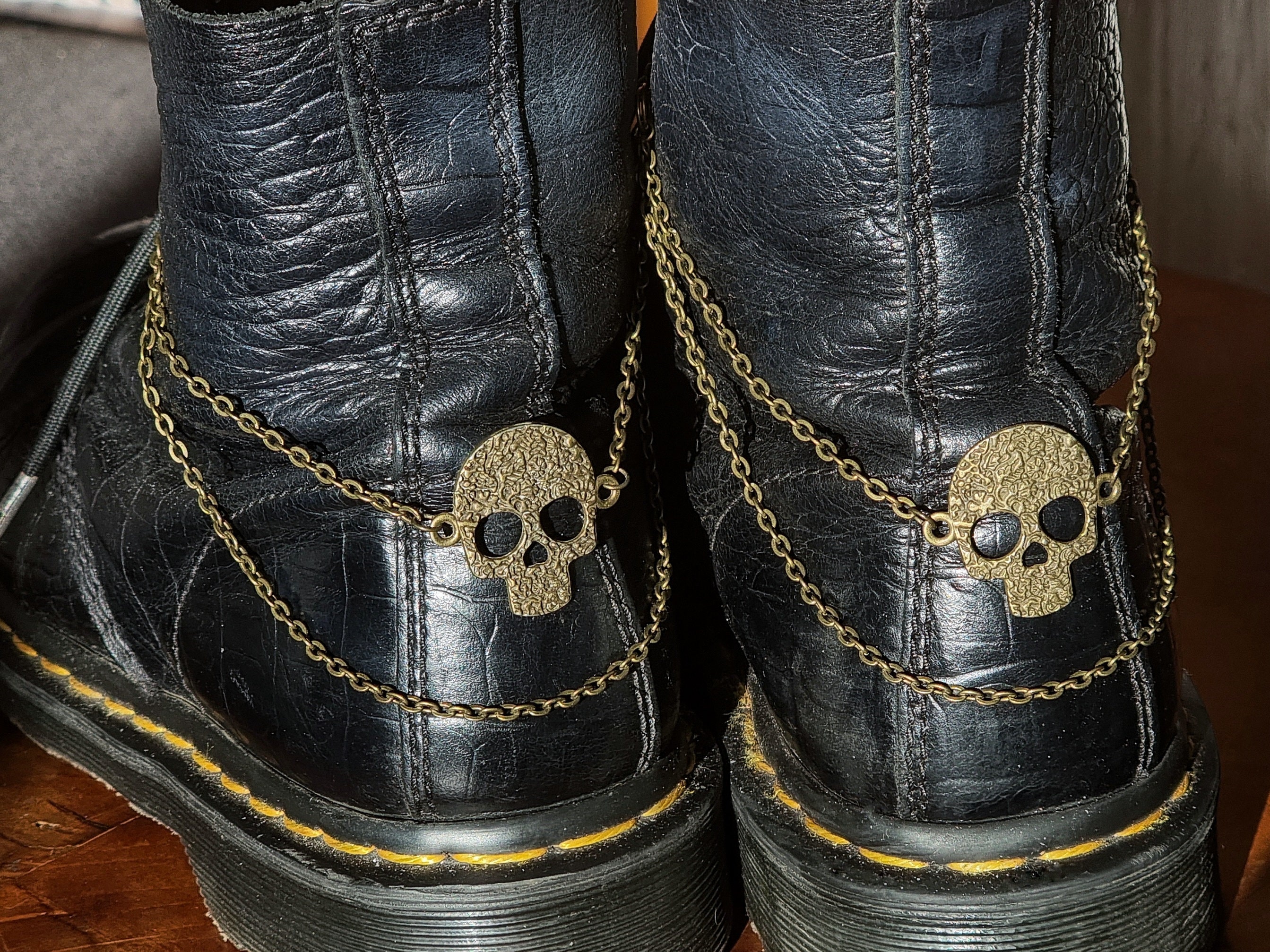 Pirate Skull Boot Chains Antique Brass Shoe Accessories the Wanderers ...