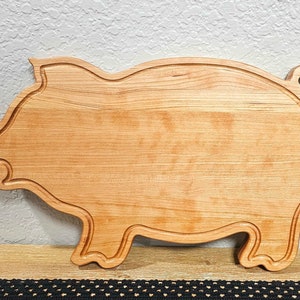 Pig Cutting Board Made With Cherry Wood | Serving Board | Edge Grain ...