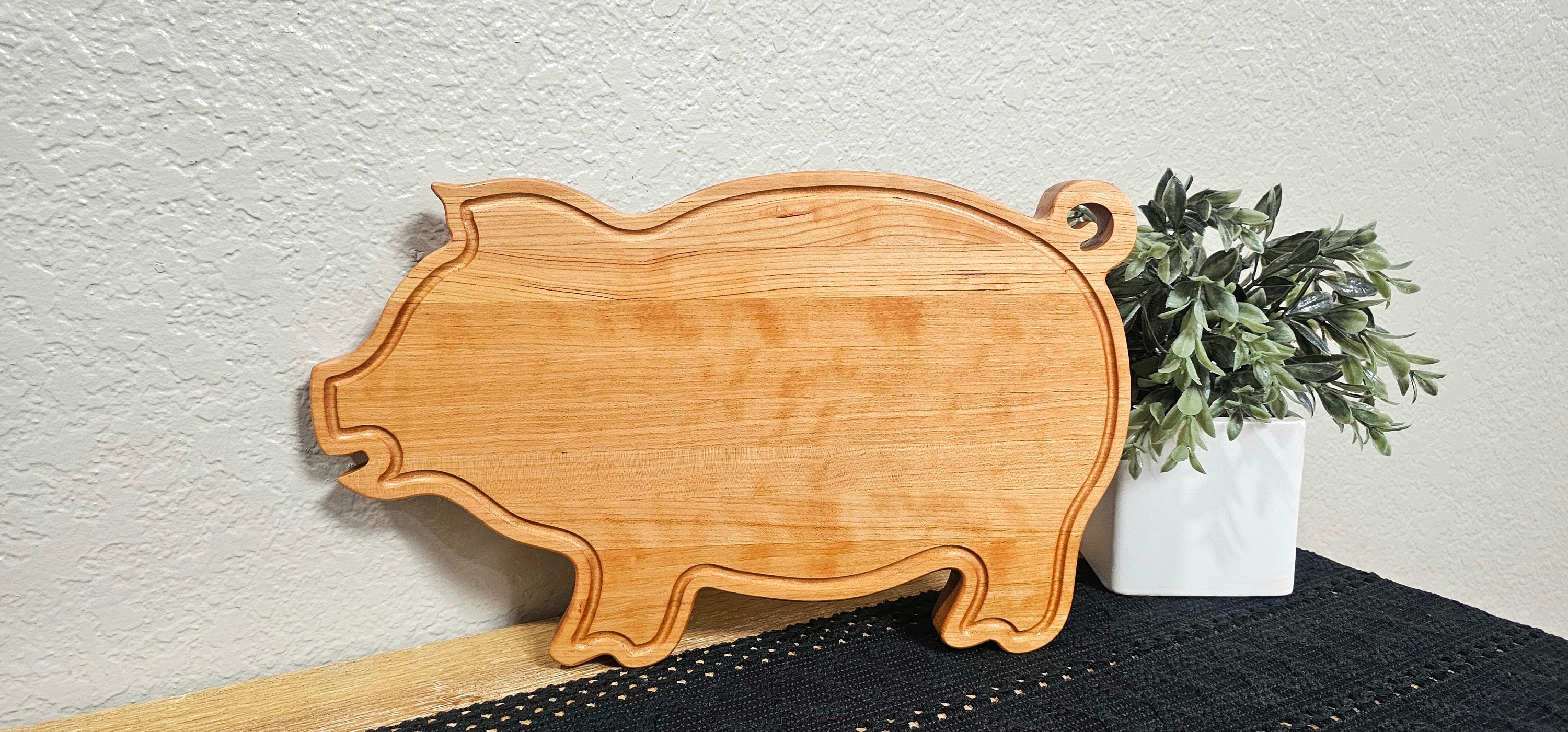 Pig Cutting Board Made With Cherry Wood Serving Board End Grain Cutting ...