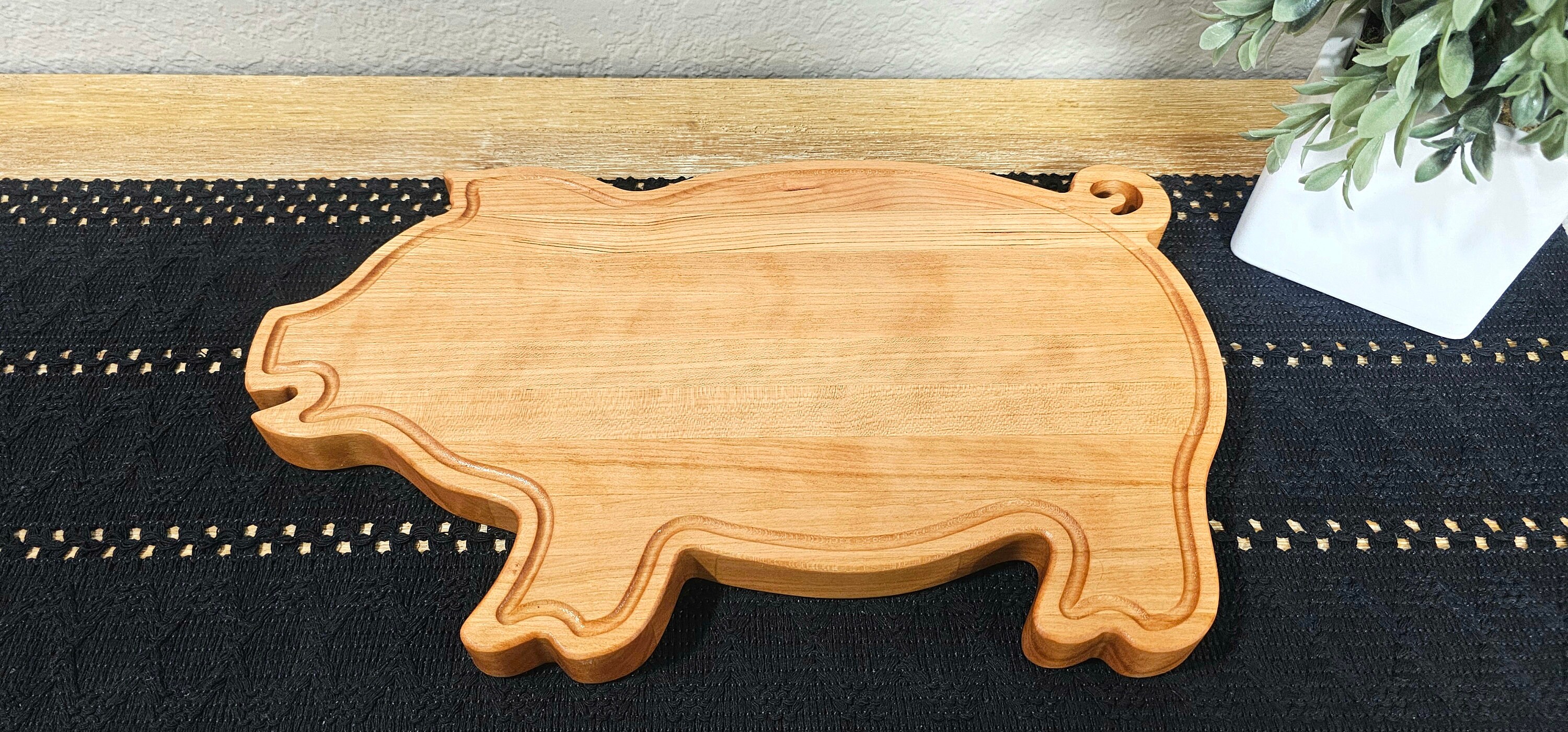 Pig Cutting Board Made With Cherry Wood Serving Board End Grain Cutting ...
