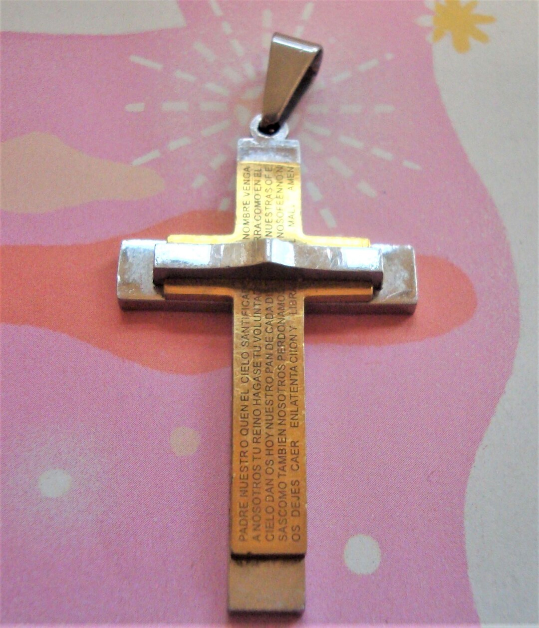 Spanish Lords Prayer Pendant Cross Padre Nuestro - Etsy