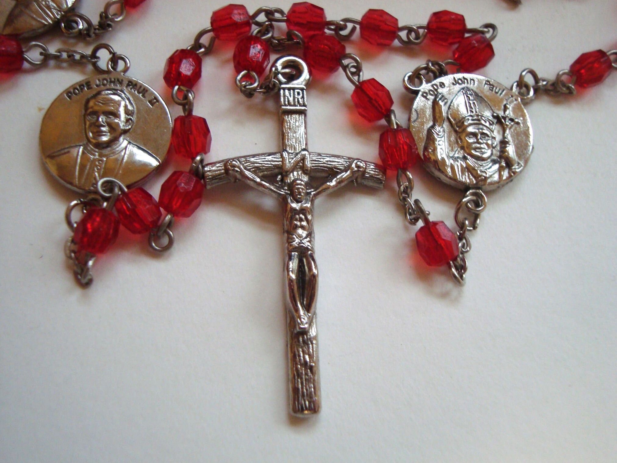 Pope John Paul II Five Decade Rosary Red Beads - Etsy
