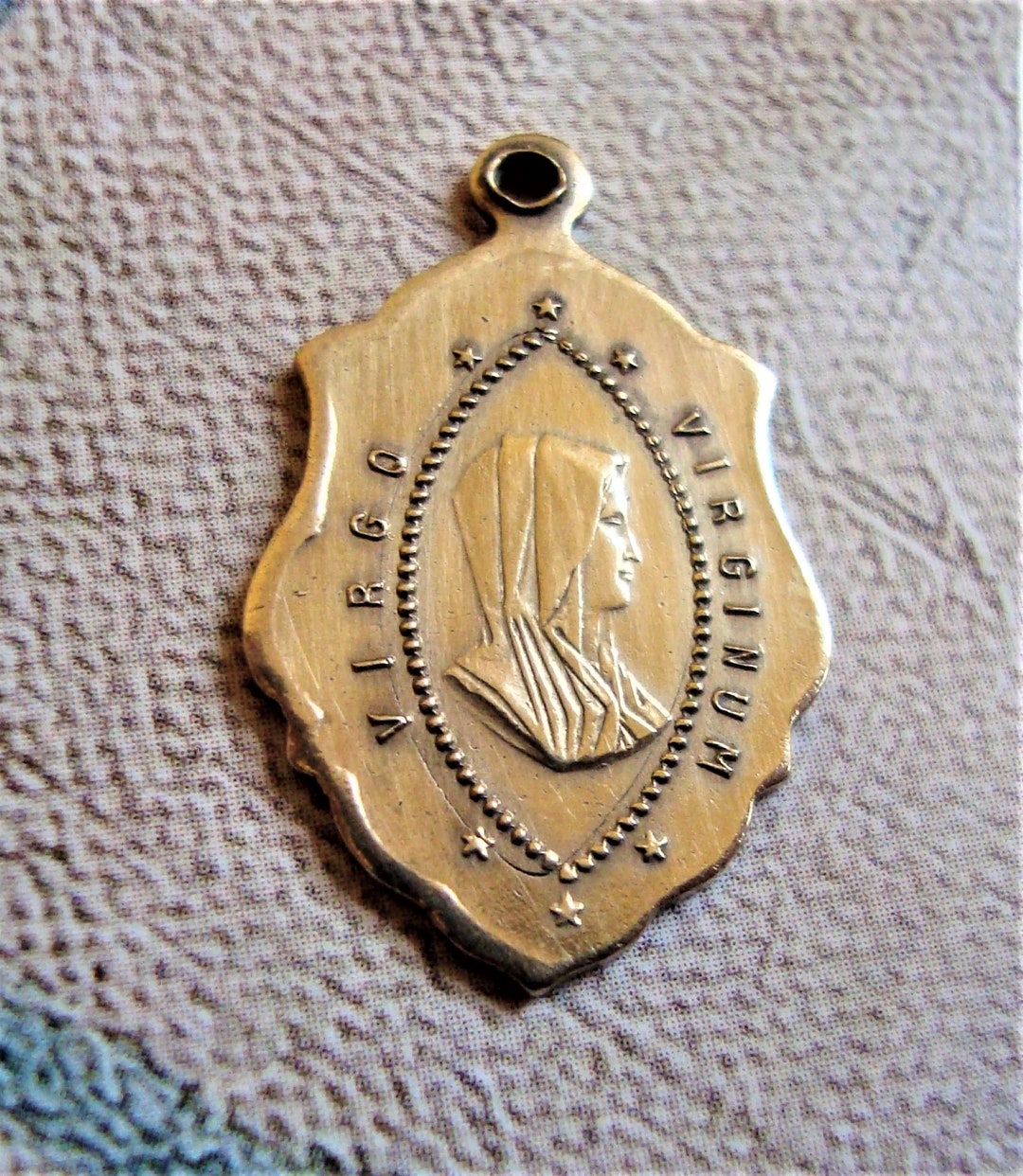 Old Copper Virgin Mary and Lourdes Holy Medal Virgo Virginem - Etsy
