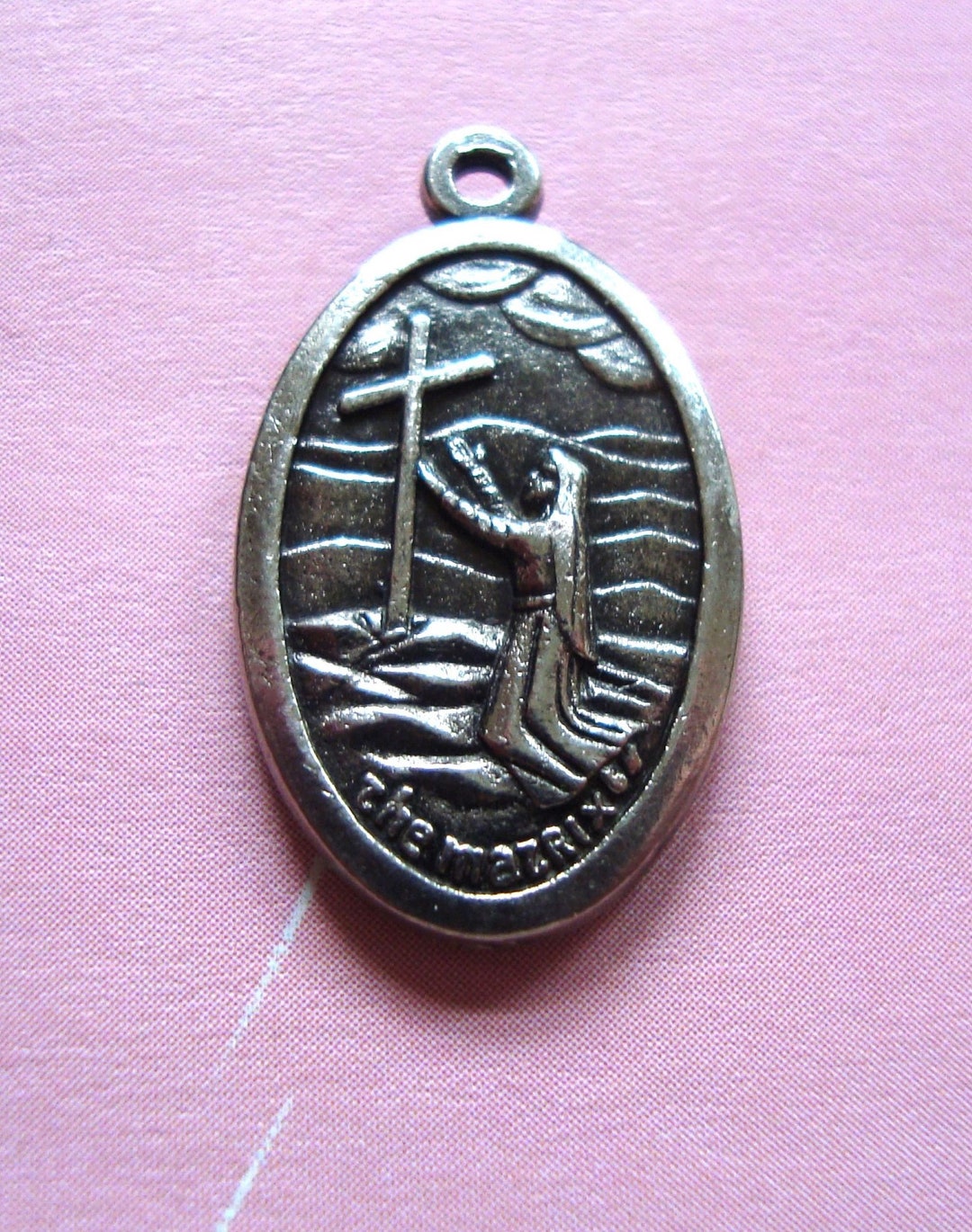 The Matrix Virgin Mary Devotional Medal Sacred Hearts Weeping Blood - Etsy