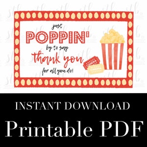 Just Poppin' by to Say Thank You for All You Do Printable Gift Tag ...