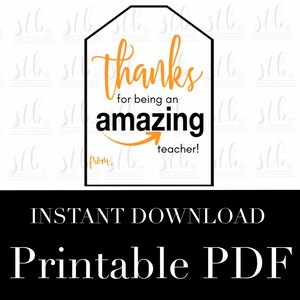 Thanks for Being an Amazing Teacher Printable - Teacher Thank You Gift ...