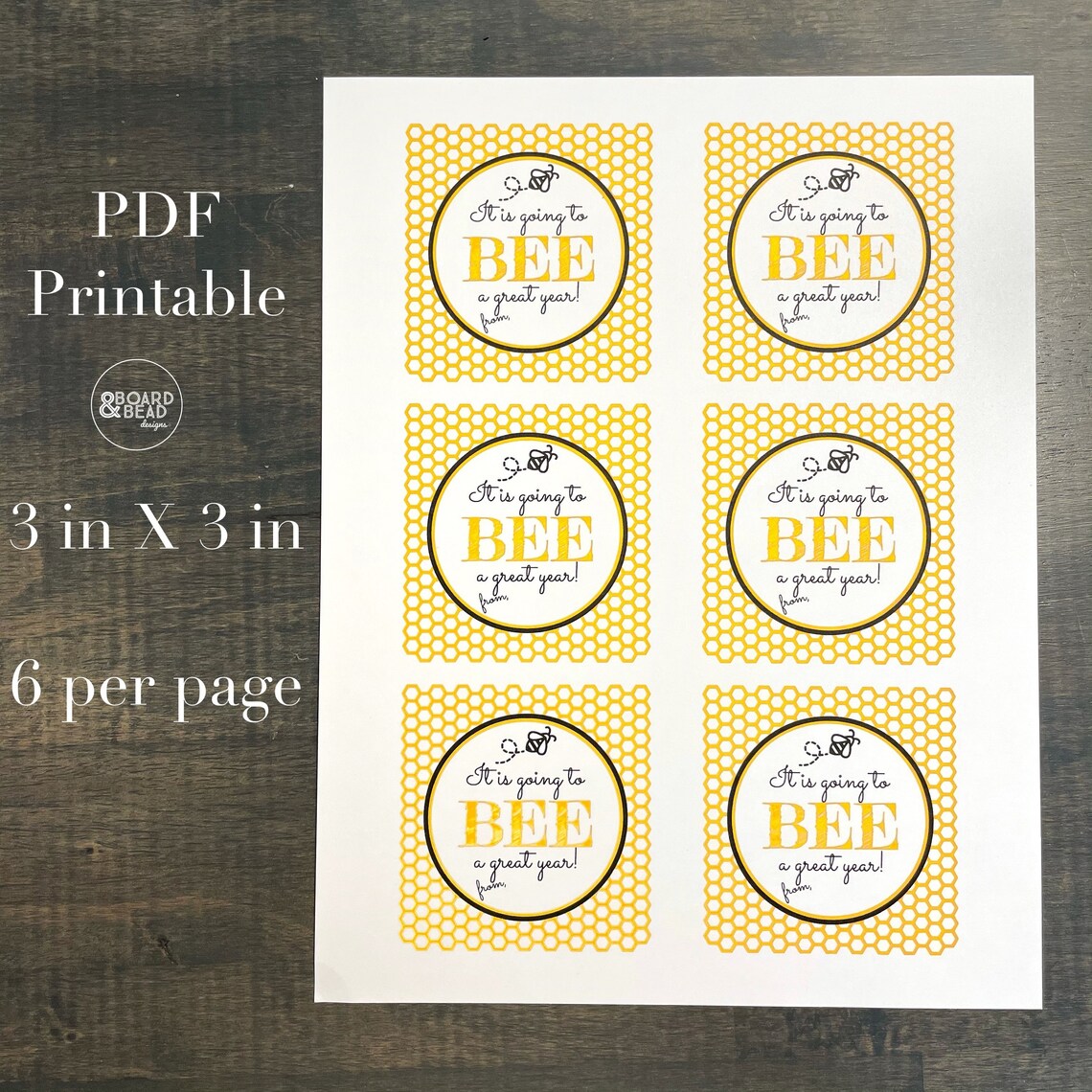 It is Going to BEE a Great Year Gift Tag Printable and Cut | Etsy