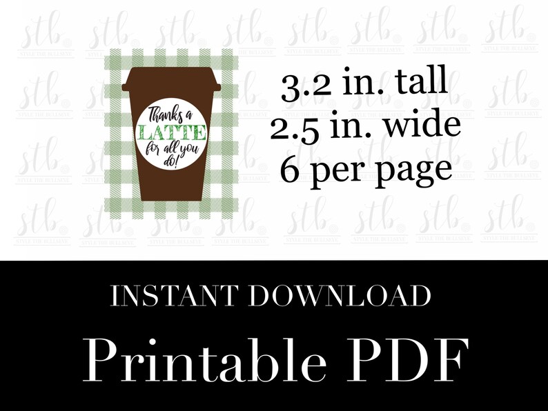 Teacher Appreciation Printable Gift Tag Thanks a Latte for - Etsy