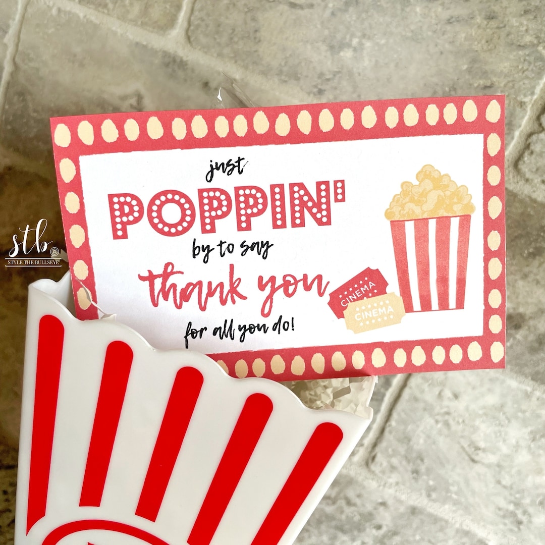 Just Poppin' by to Say Thank You for All You Do Printable Gift Tag ...