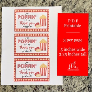 Just Poppin' by to Say Thank You for All You Do Printable Gift Tag ...