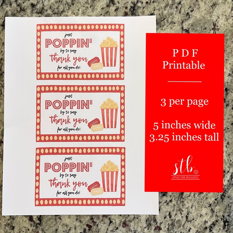 Just Poppin' by to Say Thank You for All You Do Printable - Etsy