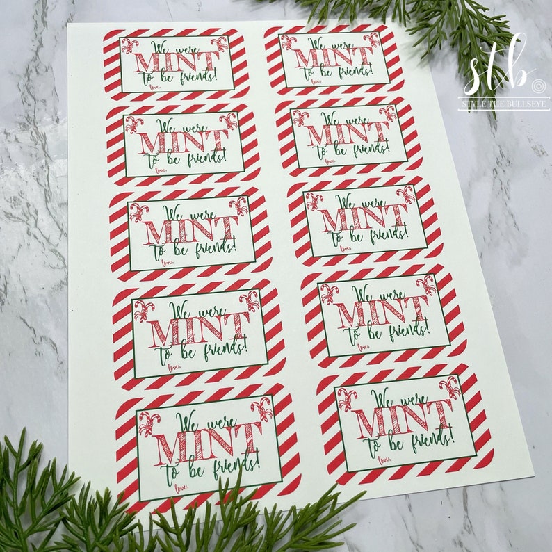 We Were MINT to Be Friends Gift Tag Printable PDF Candy Gram | Etsy