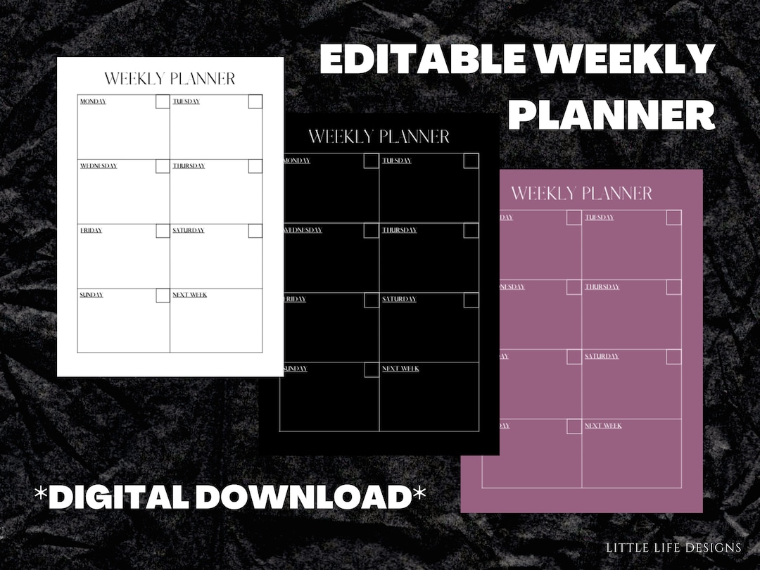 Weekly Planner, Editable Weekly Planner, Digital Planners, Printable ...