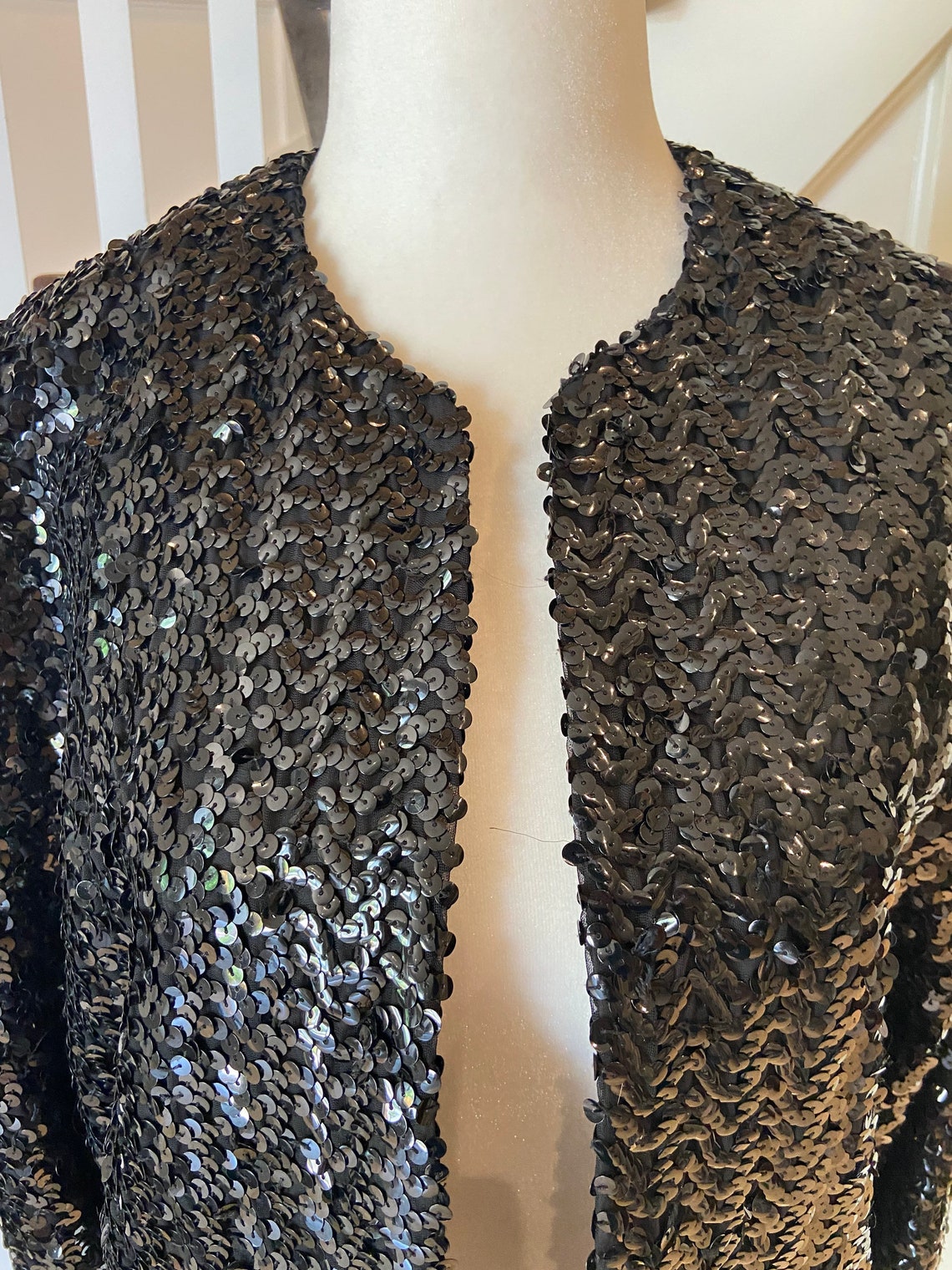 Vintage Black Sequin Bolero Jacket: Glam Party Shrug - Etsy