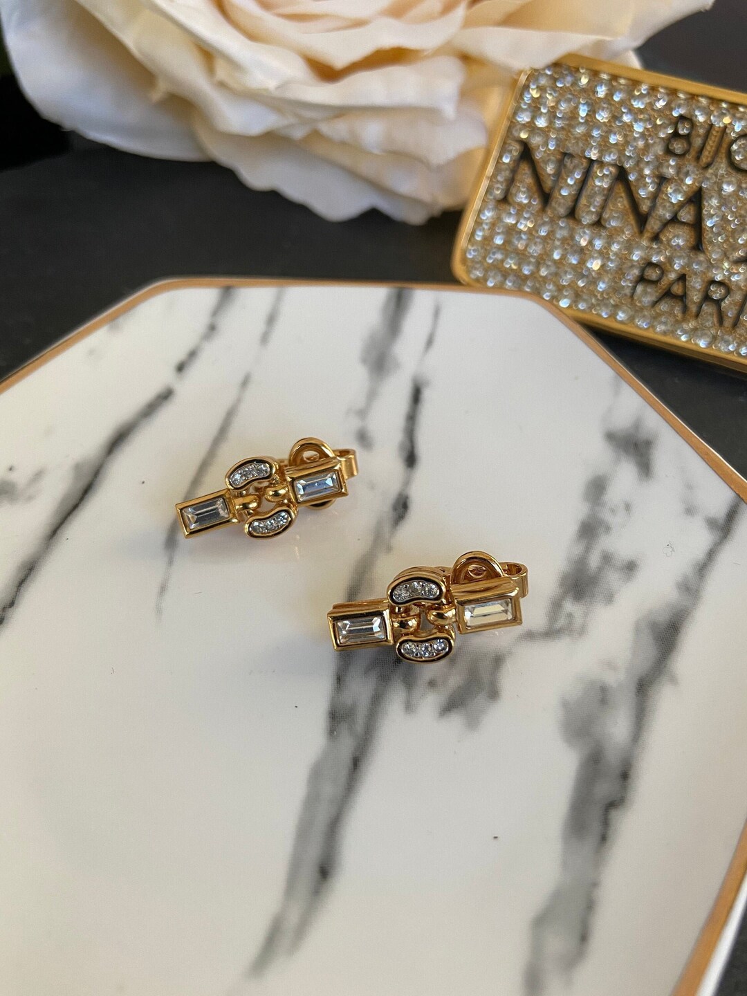 Bijoux D'orlan Paris Vintage 1980's Art Deco Style Earrings | Bridal ...