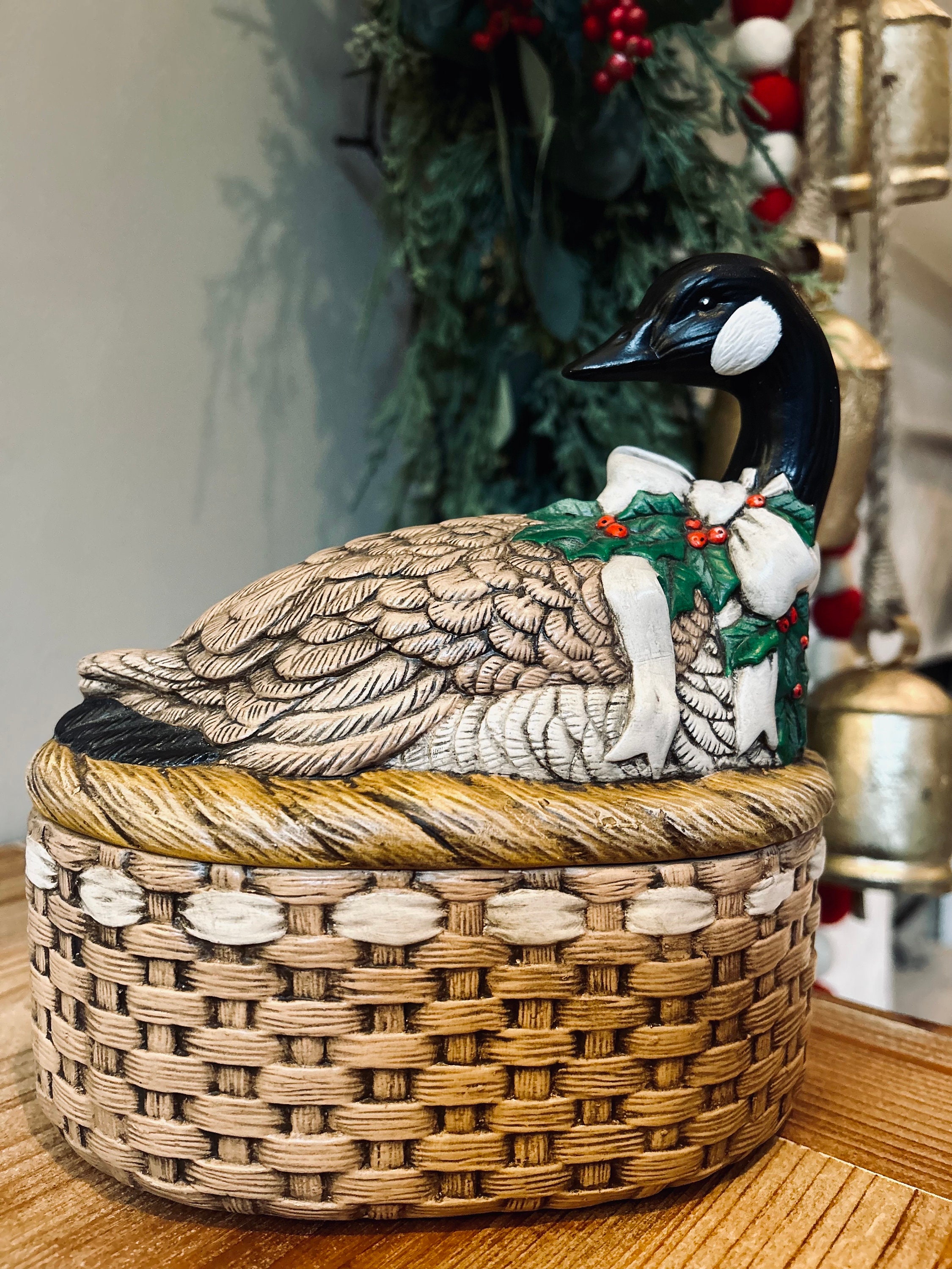 Vintage Ceramic Goose Covered Dish: Holiday Christmas Decor - Etsy