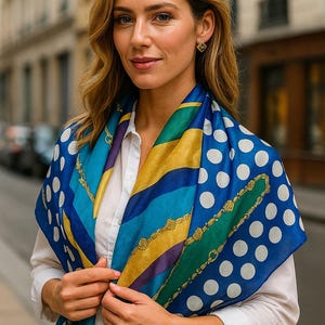 Vintage Italian Scarf: Colorful Silky Headwrap, Neck Scarf - Etsy