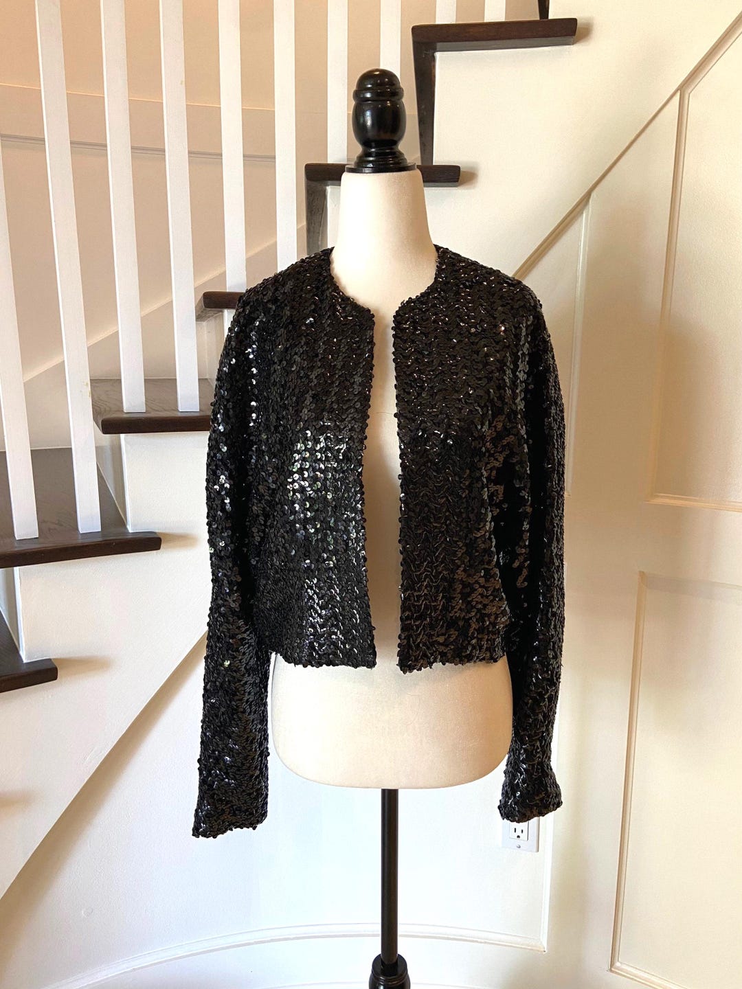 Vintage Black Sequin Bolero Jacket: Glam Party Shrug - Etsy