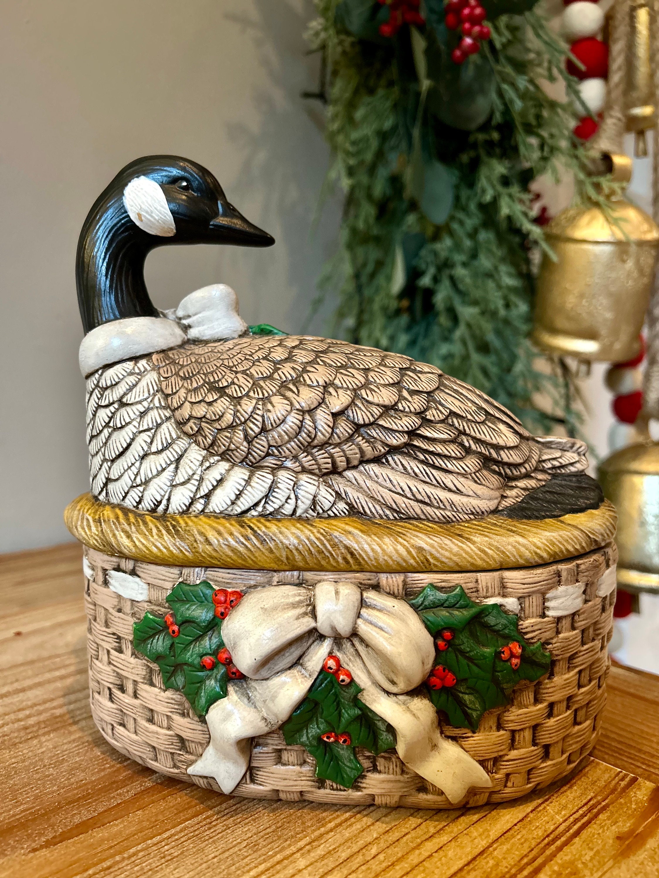 Vintage Ceramic Goose Covered Dish: Holiday Christmas Decor - Etsy