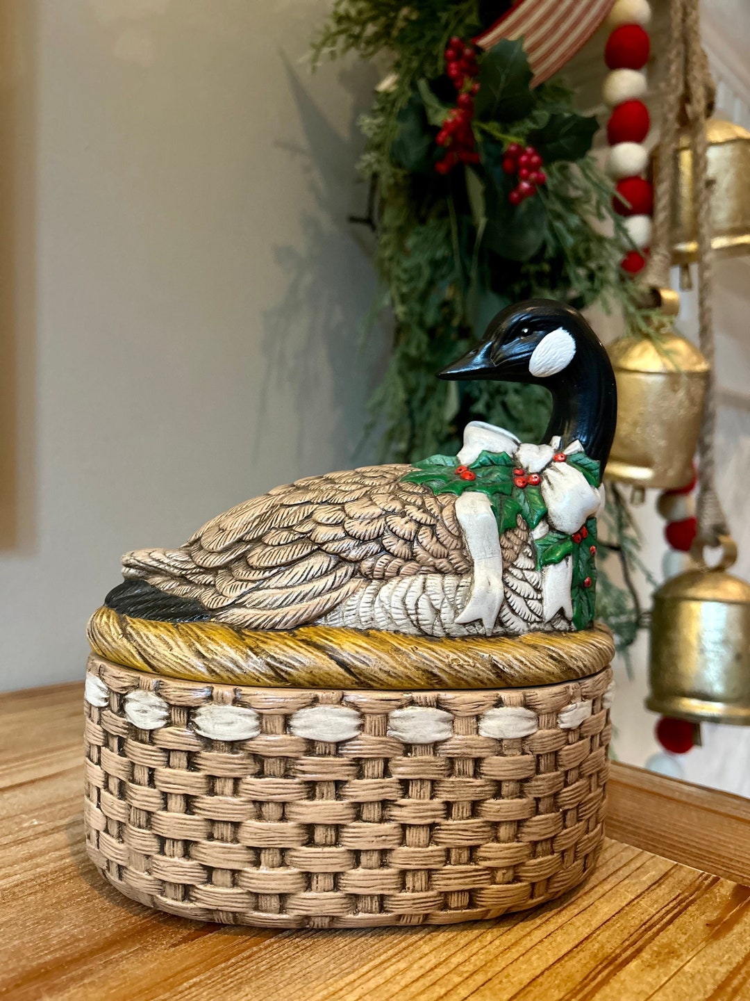 Vintage Ceramic Goose Covered Dish: Holiday Christmas Decor - Etsy