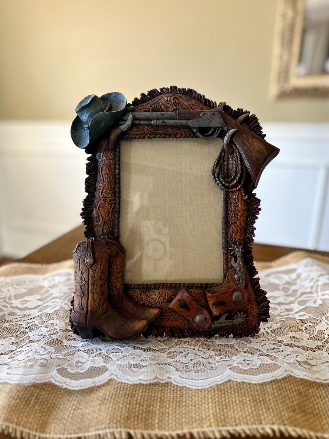 Western Theme Vintage 5x7 Picture Frame Cowboy Frame, Ranch, Wild West ...