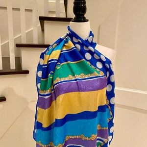 Colorful Vintage Scarf, Made in Italy | Neck Scarf, Headwrap, Ponytail ...