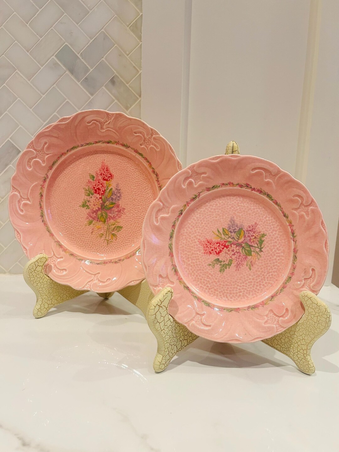 Pretty Pink Floral Plates, Set of 2 - Ridgway Sterling Pottery ...