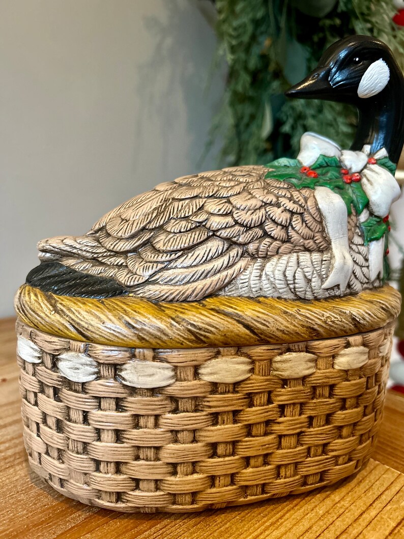 Vintage Ceramic Goose Covered Dish: Holiday Christmas Decor - Etsy