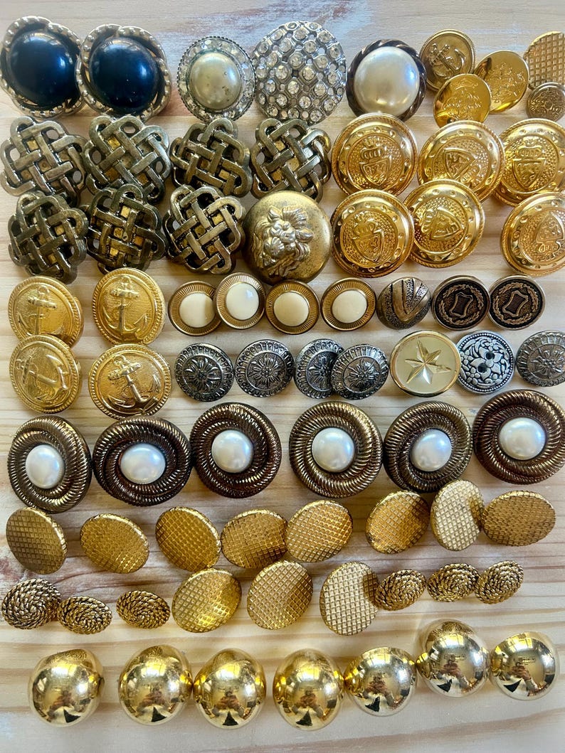72 Vintage Gold Buttons: Assorted Styles & Sizes - Etsy