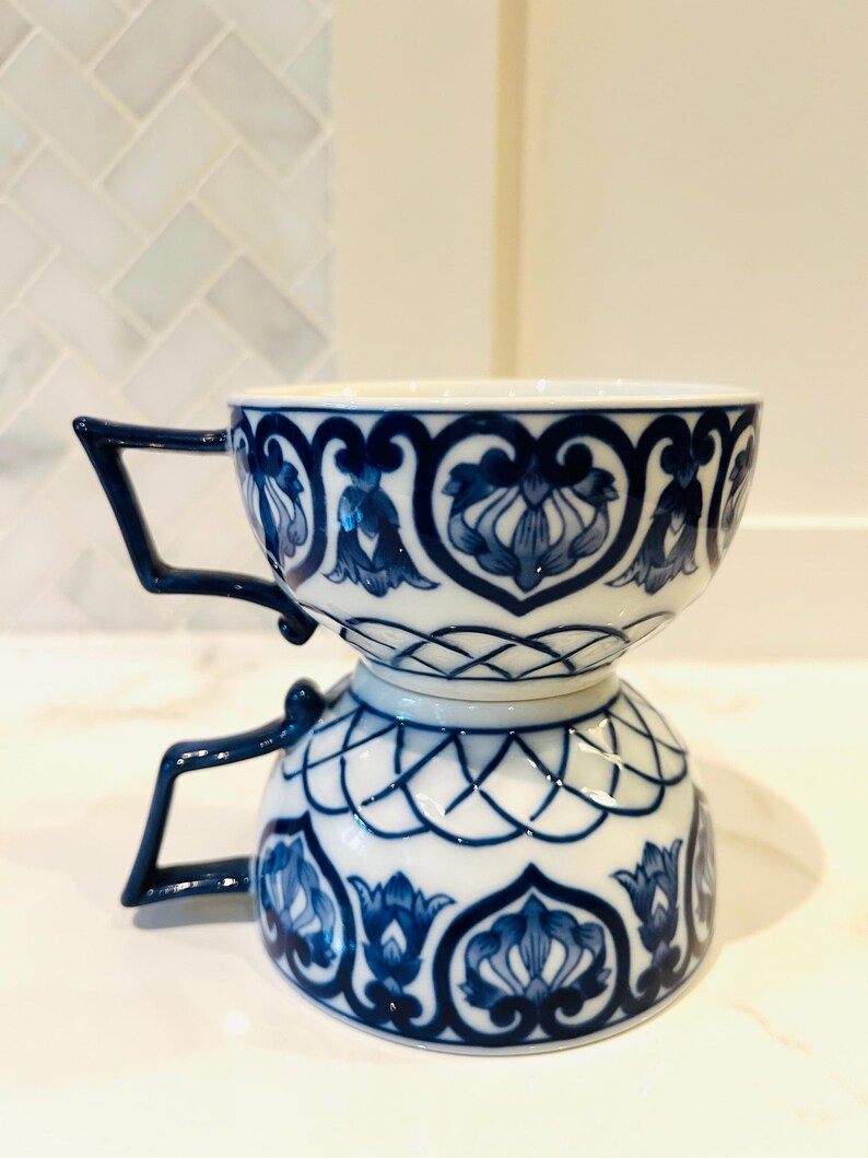 Bombay "adelaide" Cobalt Blue Tea/coffee Cup - Set of 2 - Etsy