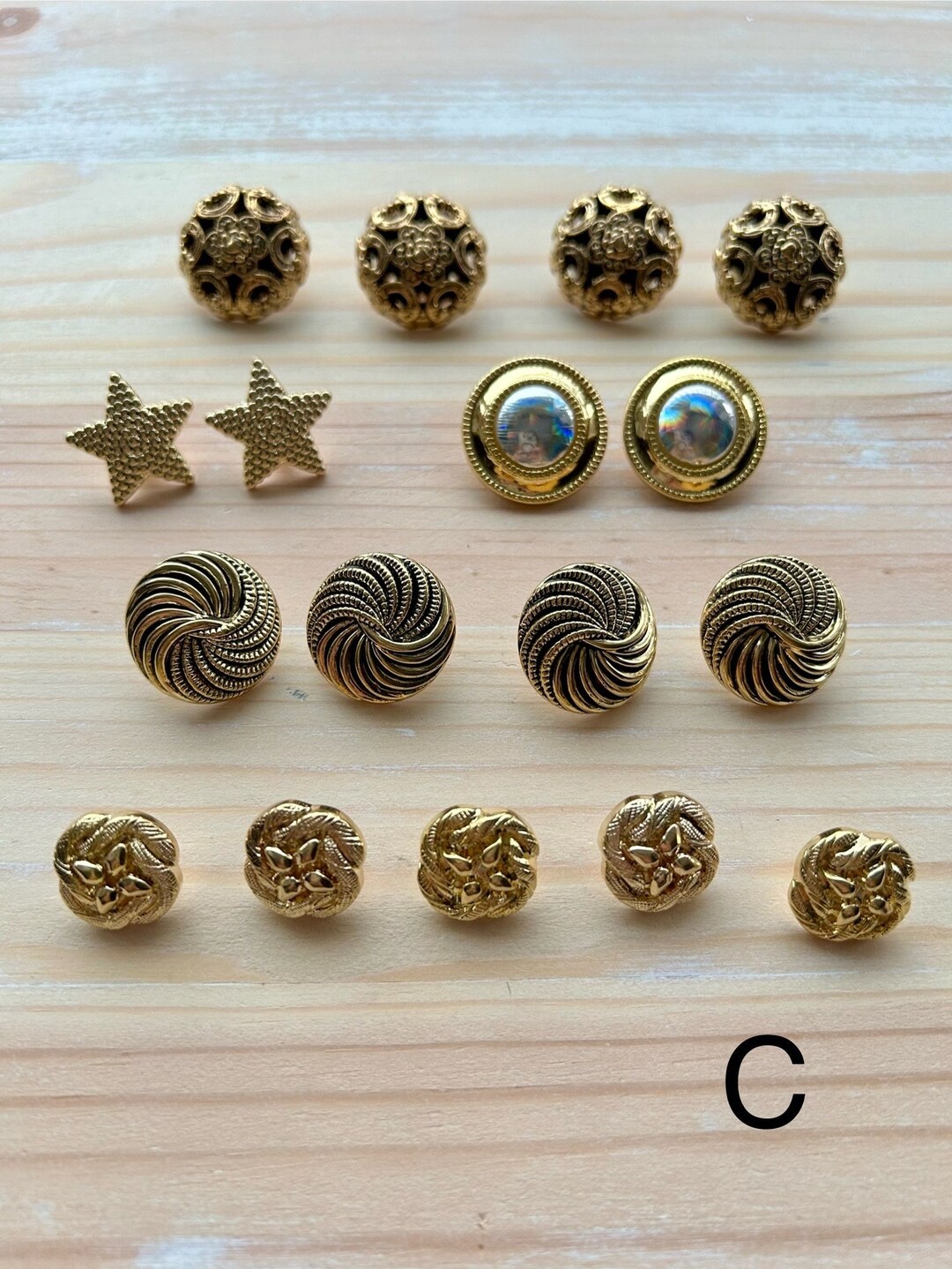 Curated Collection of Vintage Gold Buttons Gold, Black & White ...