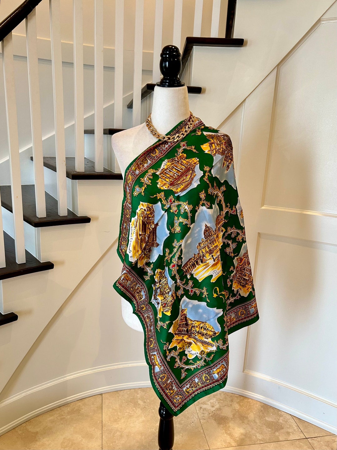 Italian Souvenir Scarf From Rome | Neck Scarf, Headwrap, Ponytail Wrap ...