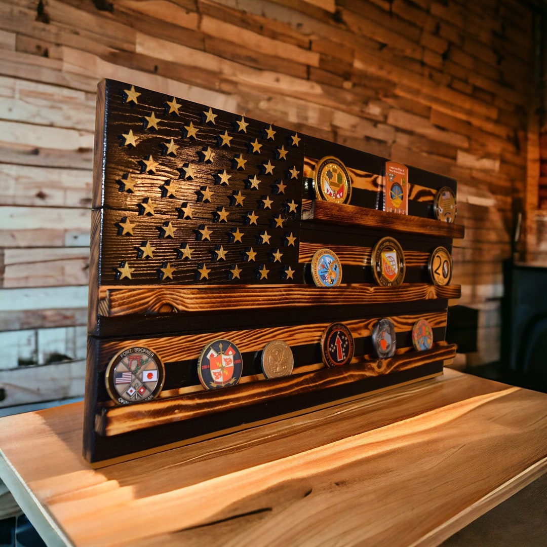 Handmade American Flag Coin Holder, Challenge Coin Holder Flag ...