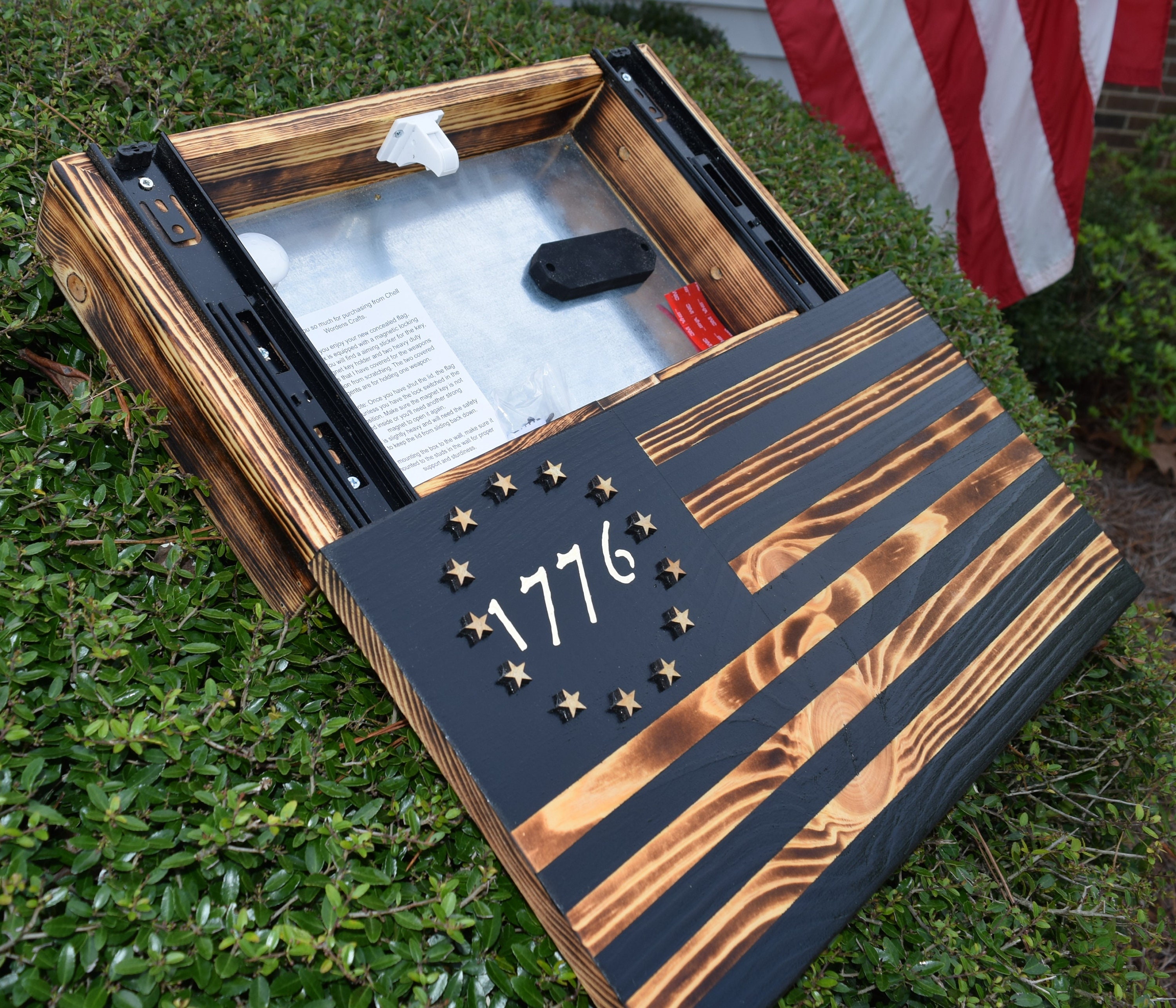 Handmade 1776 American Flag Concealed Sliding Wall Hanger - Etsy
