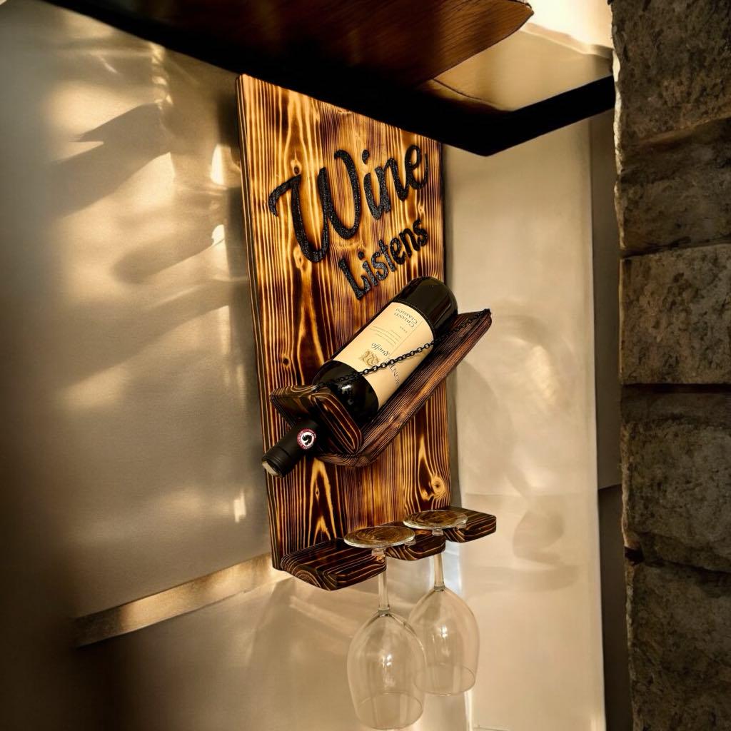 Wine Listens Wine Rack, Wine Bottle and Two Glass, Christmas Gift Ideas ...