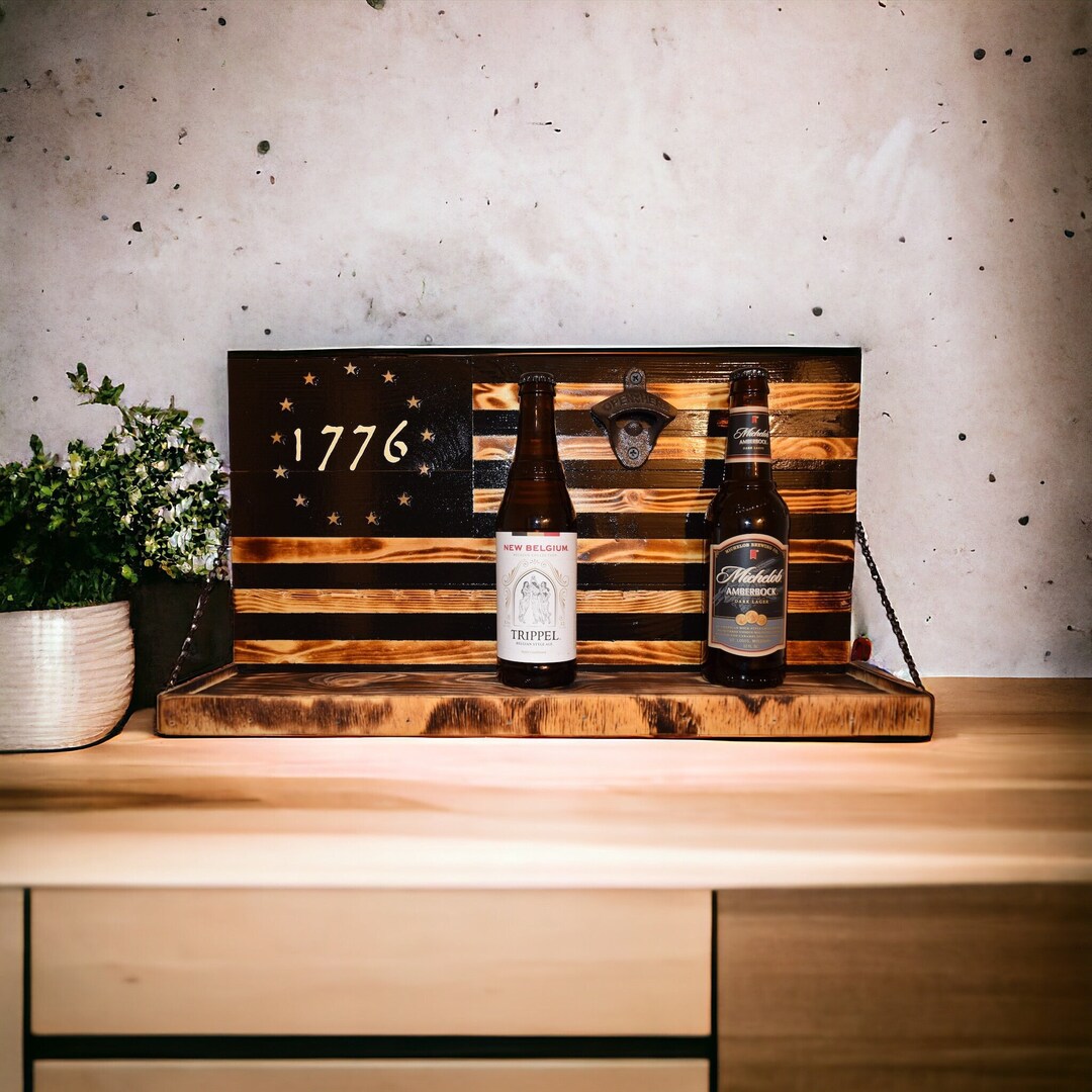 Handmade 1776 American Flag Beer Rack With Opener - Etsy