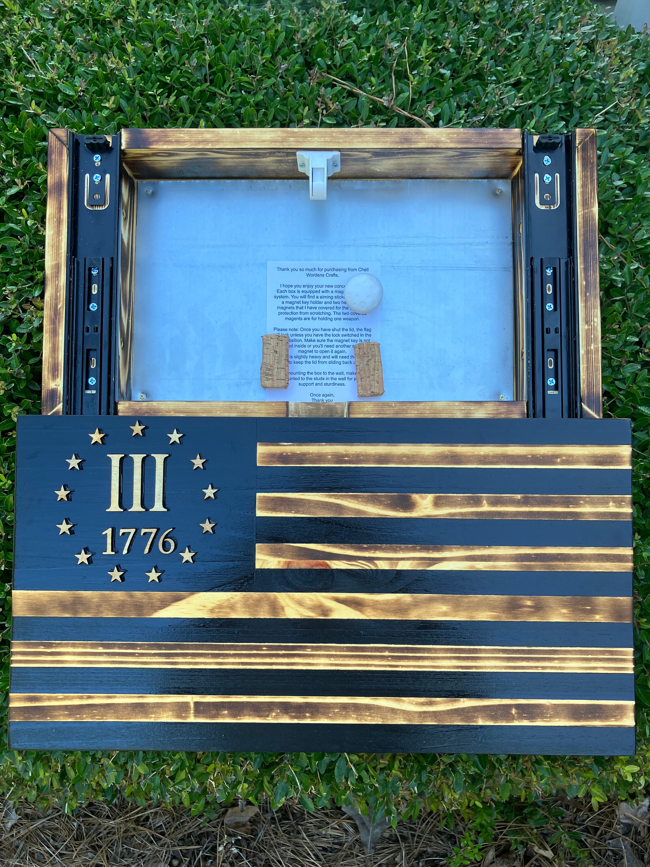 Handmade American Flag Concealment Box, Hidden Sliding Wall Hanger - Etsy