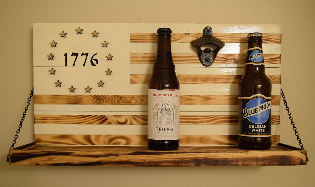 Handmade American Flag 1776 Beer Rack With Opener - Etsy