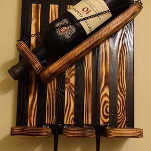 1776 Flag Wine Rack Black and Wood Burnt, Patriotic 1776 Wine Bottle ...