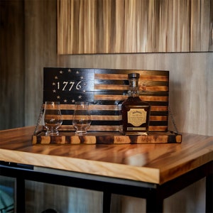Handmade 1776 Betsy Flag Whiskey Rack, Wood Burnt Bar Decor - Etsy
