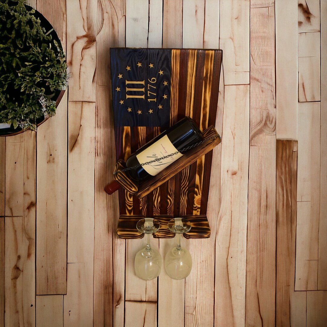 Wine Rack 3% Red, Blue and Wood Burnt, Wine Rack Wine Bottle and Two ...