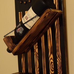 1776 Flag Wine Rack Black and Wood Burnt, Patriotic 1776 Wine Bottle ...