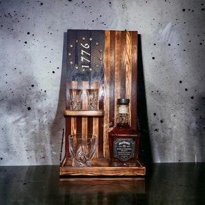 Handmade 1776 Flag Whiskey Rack, Wood Burnt Patriotic Bar Decor - Etsy